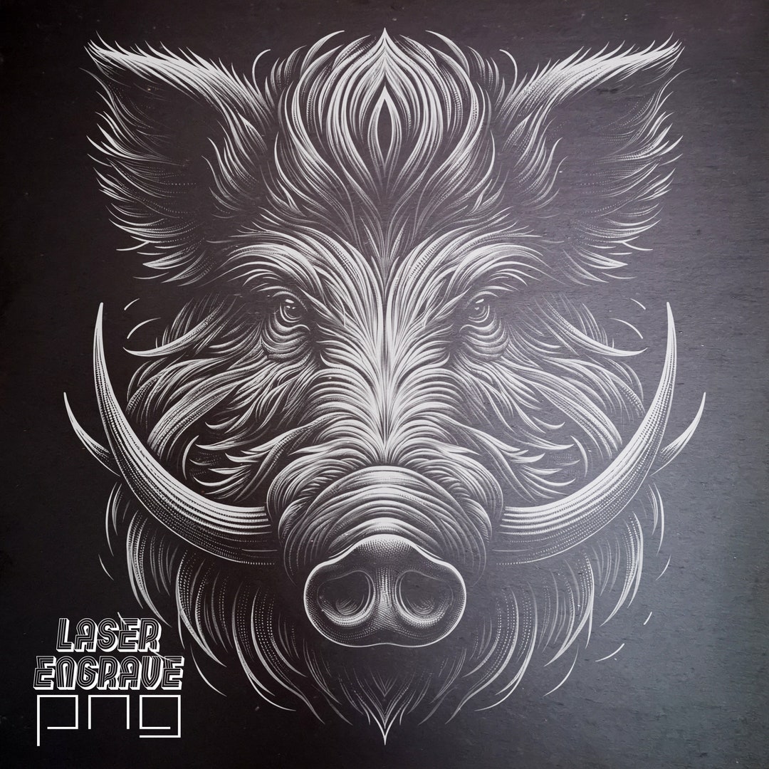 Wild Boar Face PNG: Laser Engraving File for Slate Coasters (digital ...