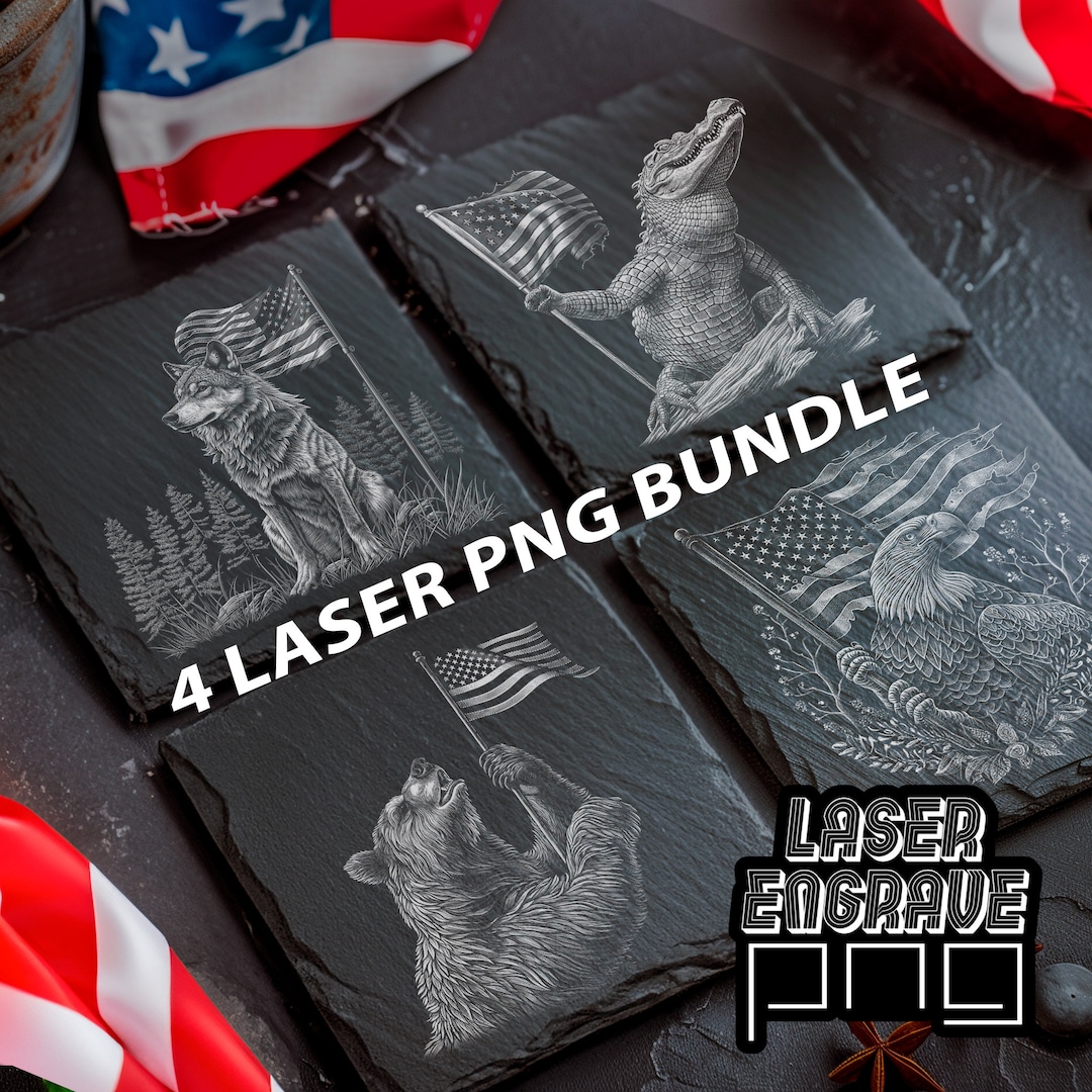 Patriotic Animals Slate Engraving PNG Files: USA Flag, 4th of July ...