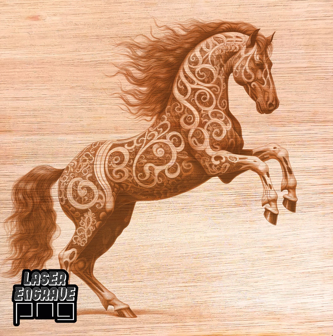 Horse | Laser Engrave PNG | Lightburn and Glowforge Ready | Wood ...