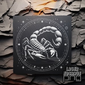 Scorpio PNG Laser Engraving File Slate Coaster Etching File Zodiac ...