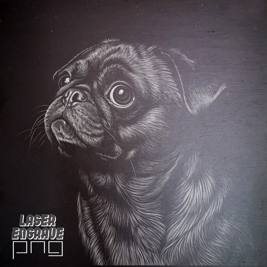Pug Laser Engraving PNG File: Slate Coaster Artwork (digital Download ...