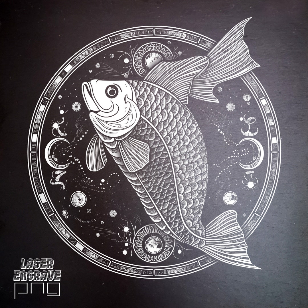 Pisces PNG | Laser Engraving File | Slate Coaster Etching File | Zodiac ...