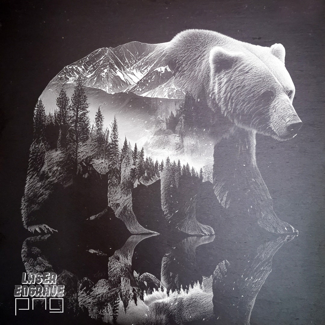Bear PNG | Laser Engraving File | Slate Coasters | CNC Projects ...