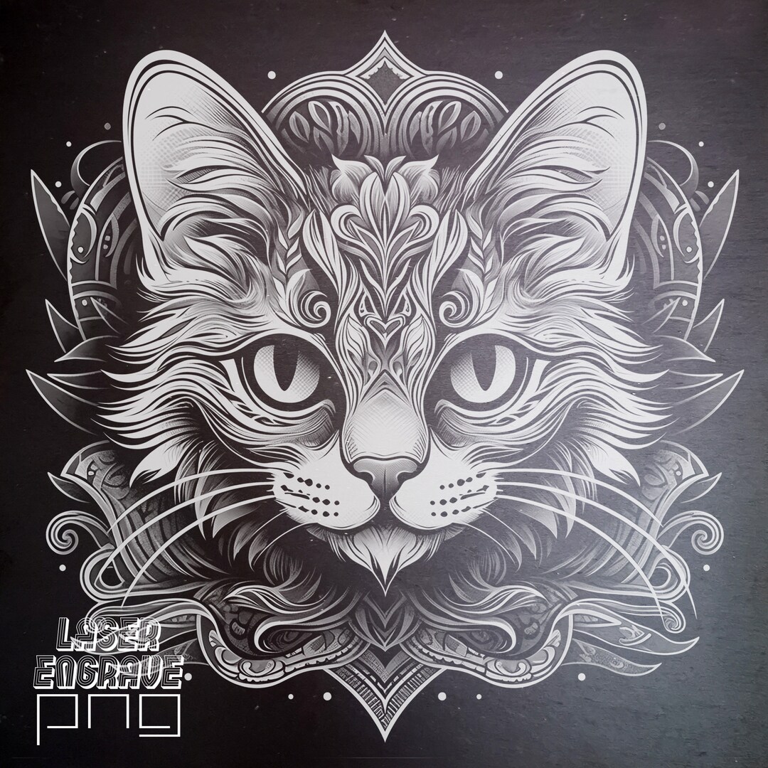 Catful Art Mandala | Laser Engrave PNG | Glowforge Ready | Lightburn ...