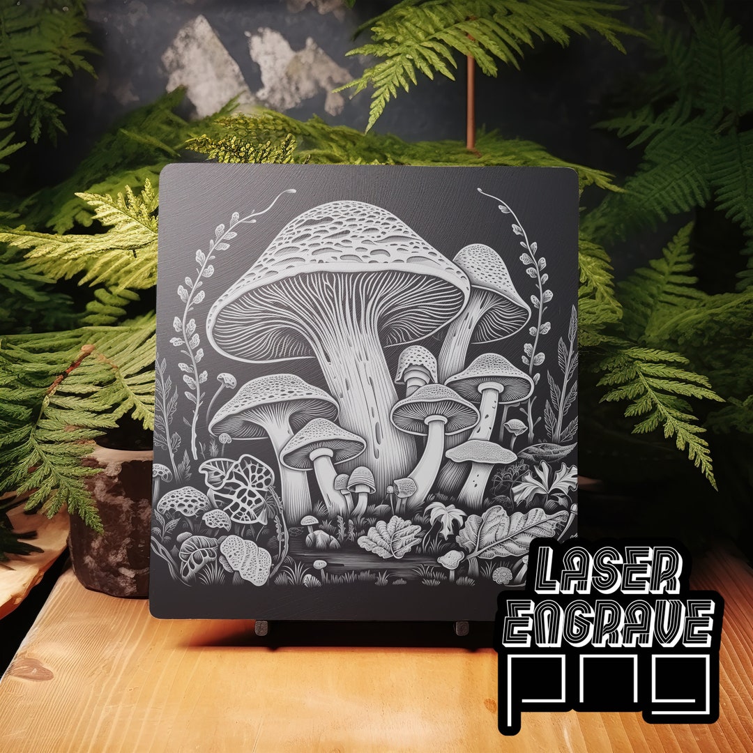 Mushrooms PNG | Laser Engraving File for Slate | CNC Etching ...