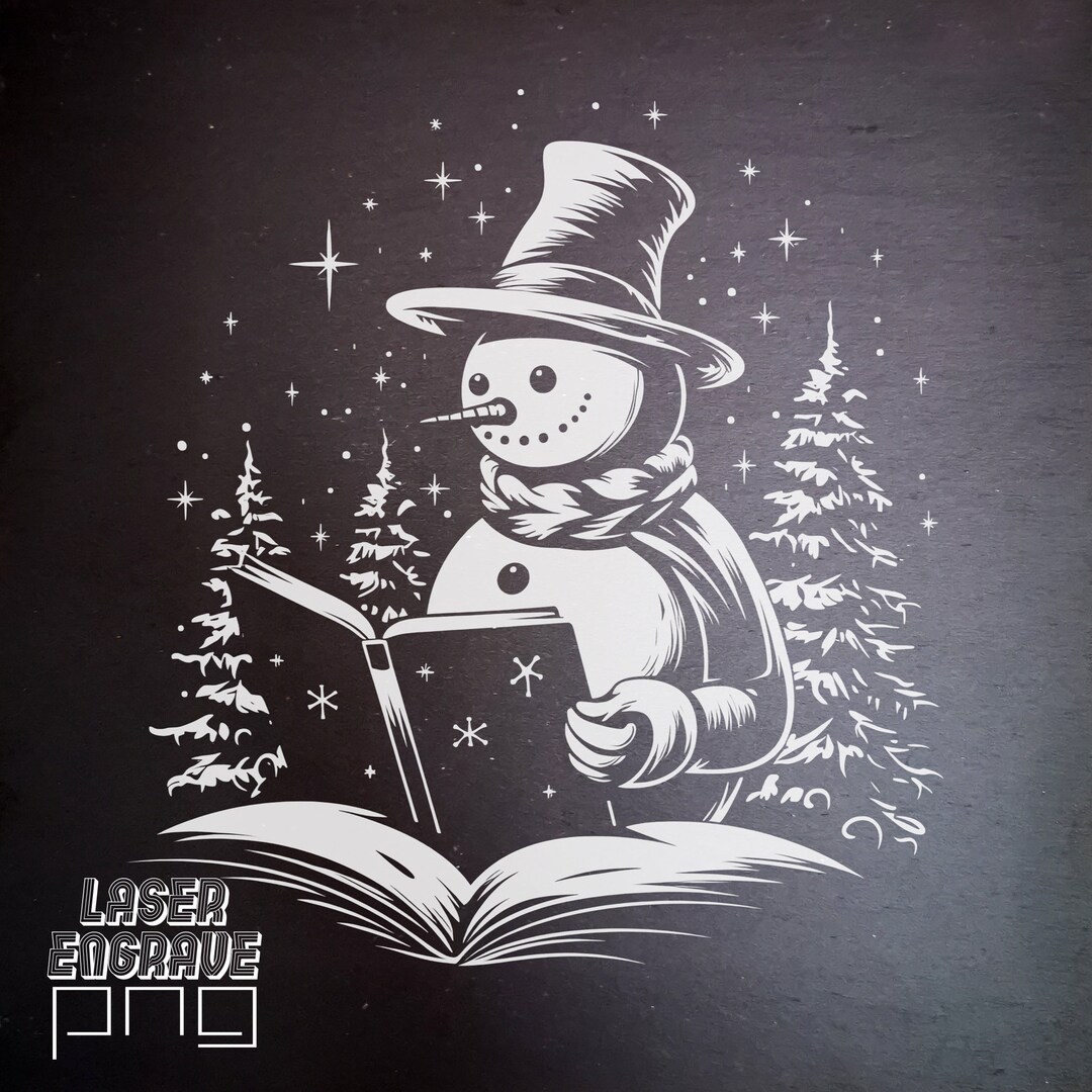 Snowman Reading Book Laser Engraving File: Christmas Slate Coasters ...
