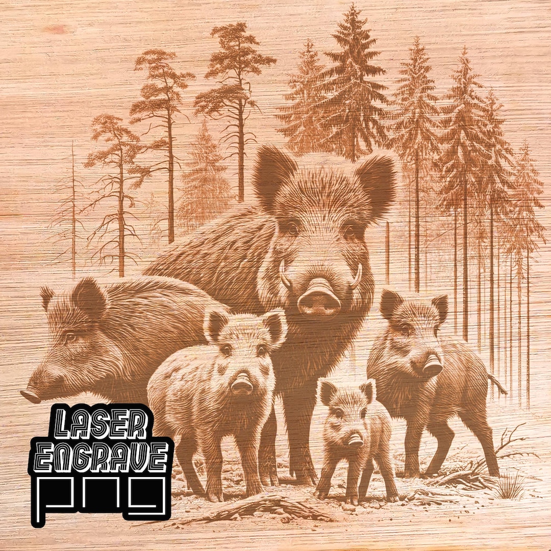 Wild Boar Family PNG | Laser Engraving File | Forest | Wood Coasters ...