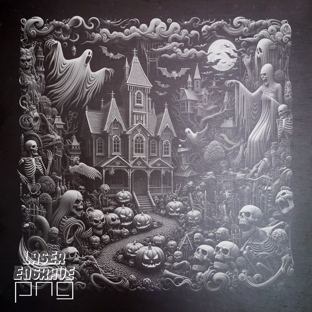Laser Engraving File for Slate Coasters | Haunted Mansion PNG | CNC ...