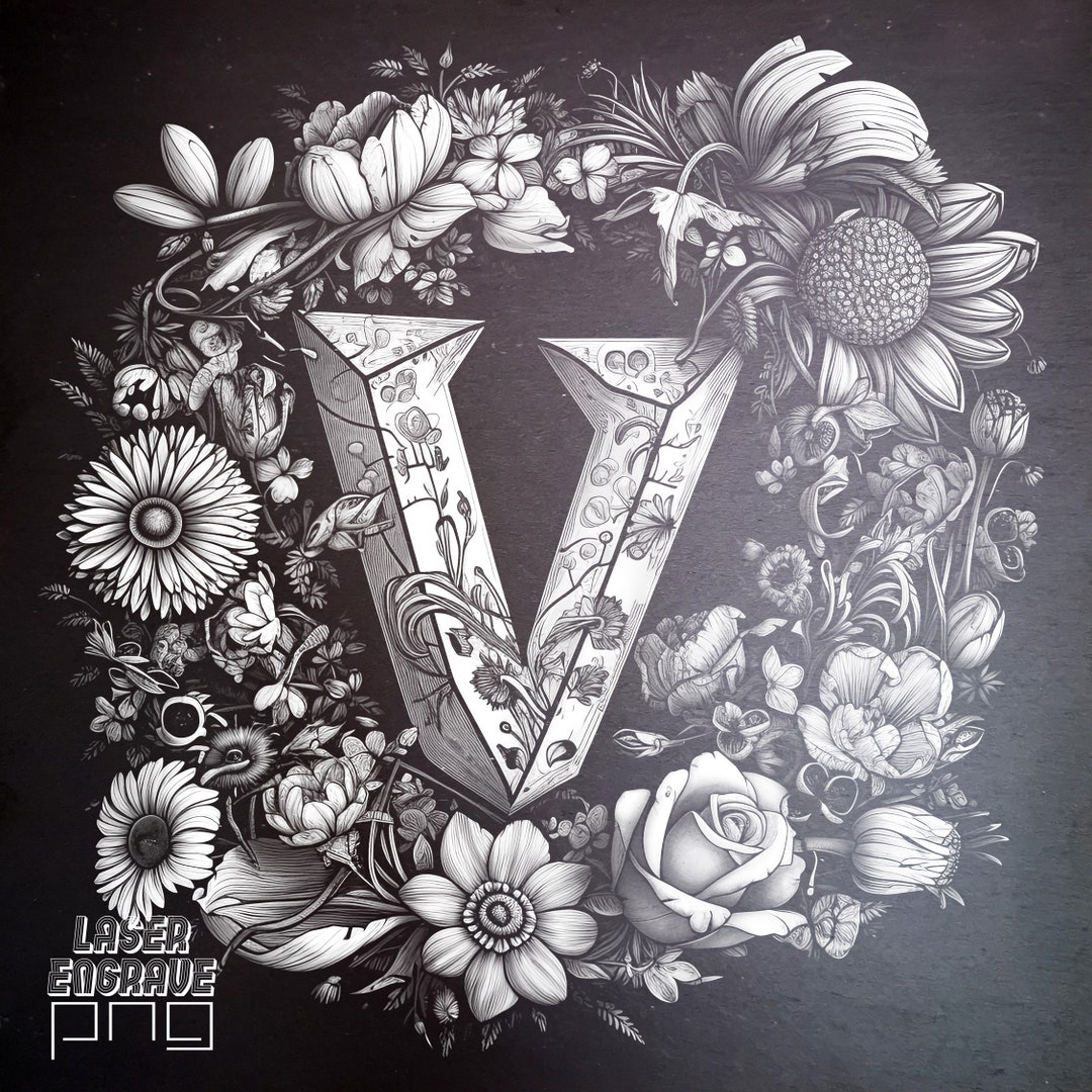 Letter V - Laser Ready PNG | Lightburn | Glowforge | Engraving File - Etsy