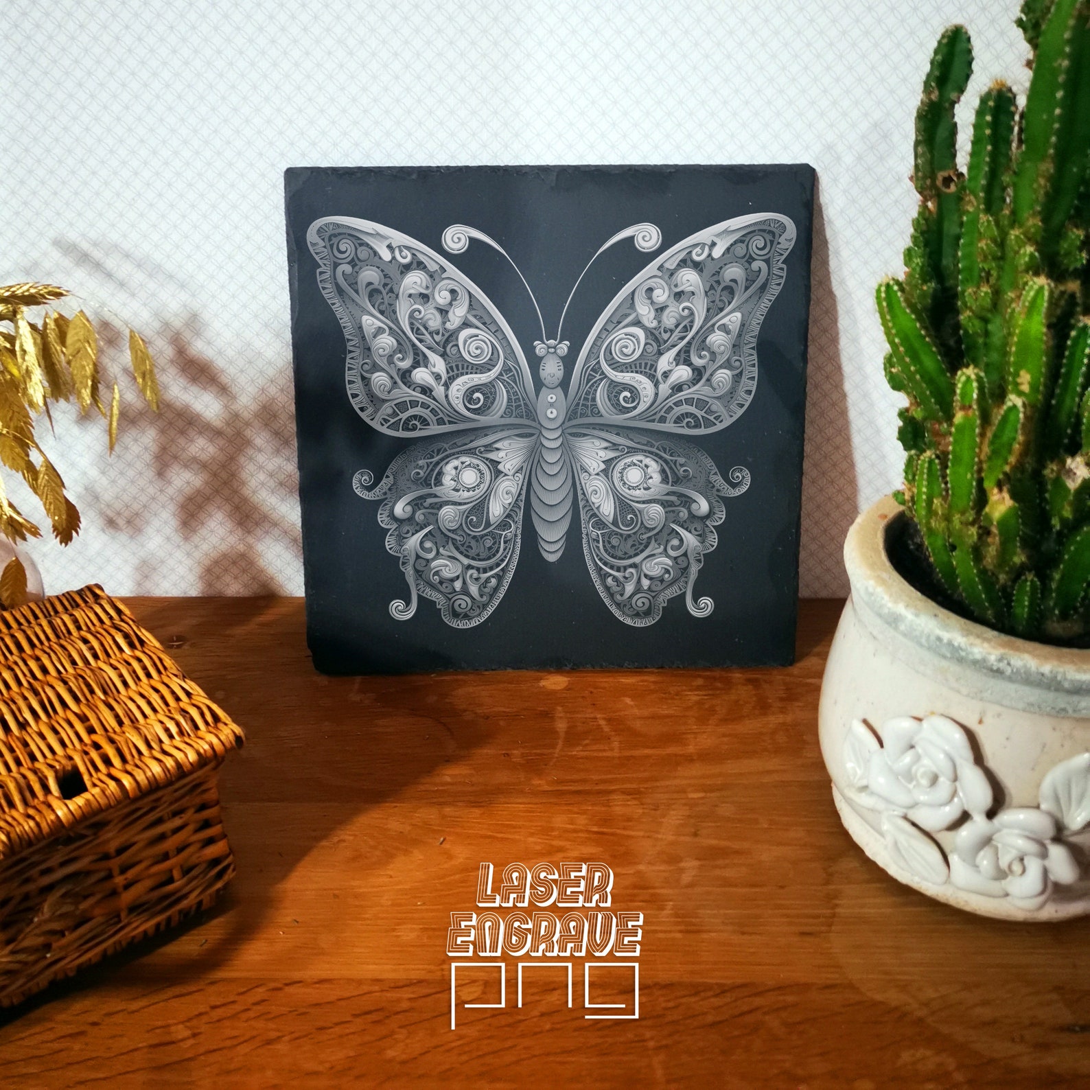 Flying Butterfly PNG | Laser Engraving File | Slate Coasters | CNC ...
