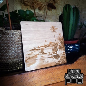 Laser Engrave PNG Lightburn and Glowforge Ready Wood Etching File Beach ...