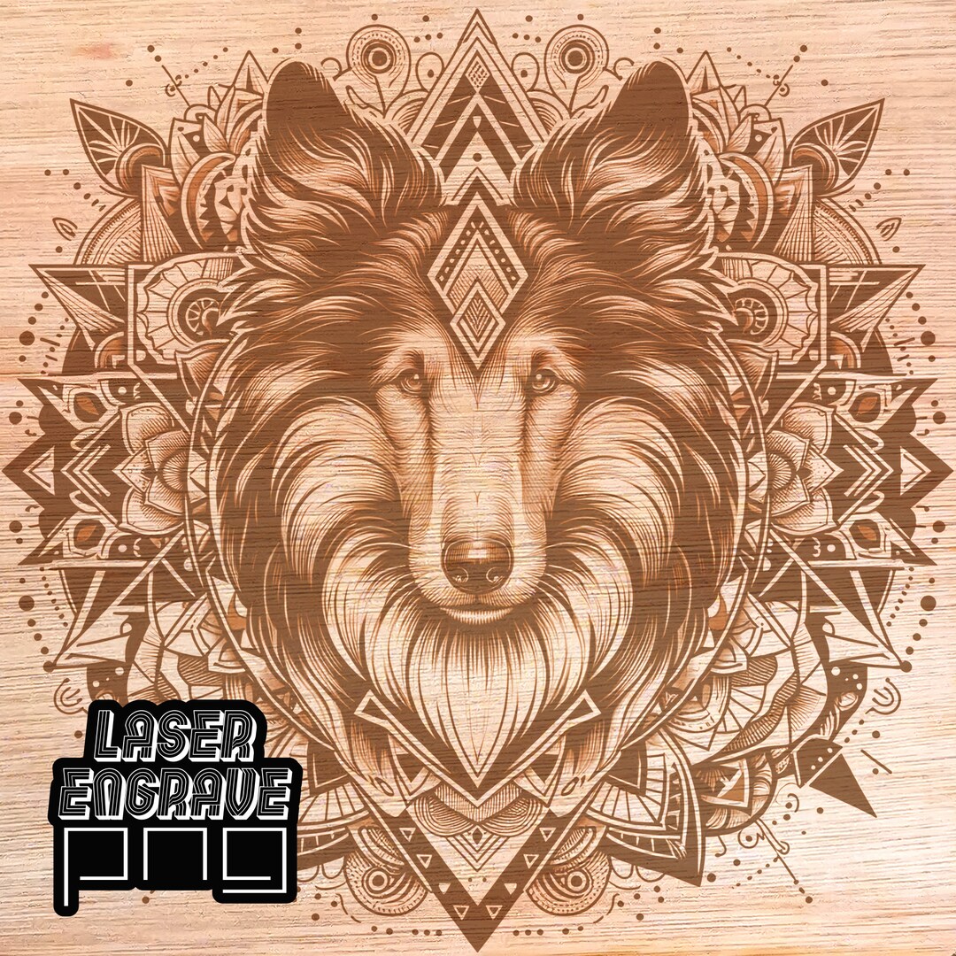Rough Collie Mandala PNG | Laser Engraving File | CNC File for Wood ...