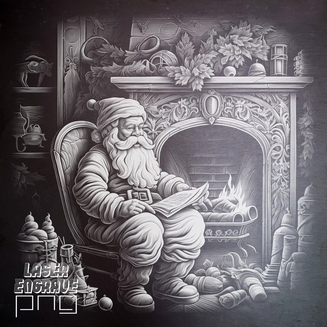 Santa Claus PNG: Laser Engraving File for Slate Coasters (digital ...