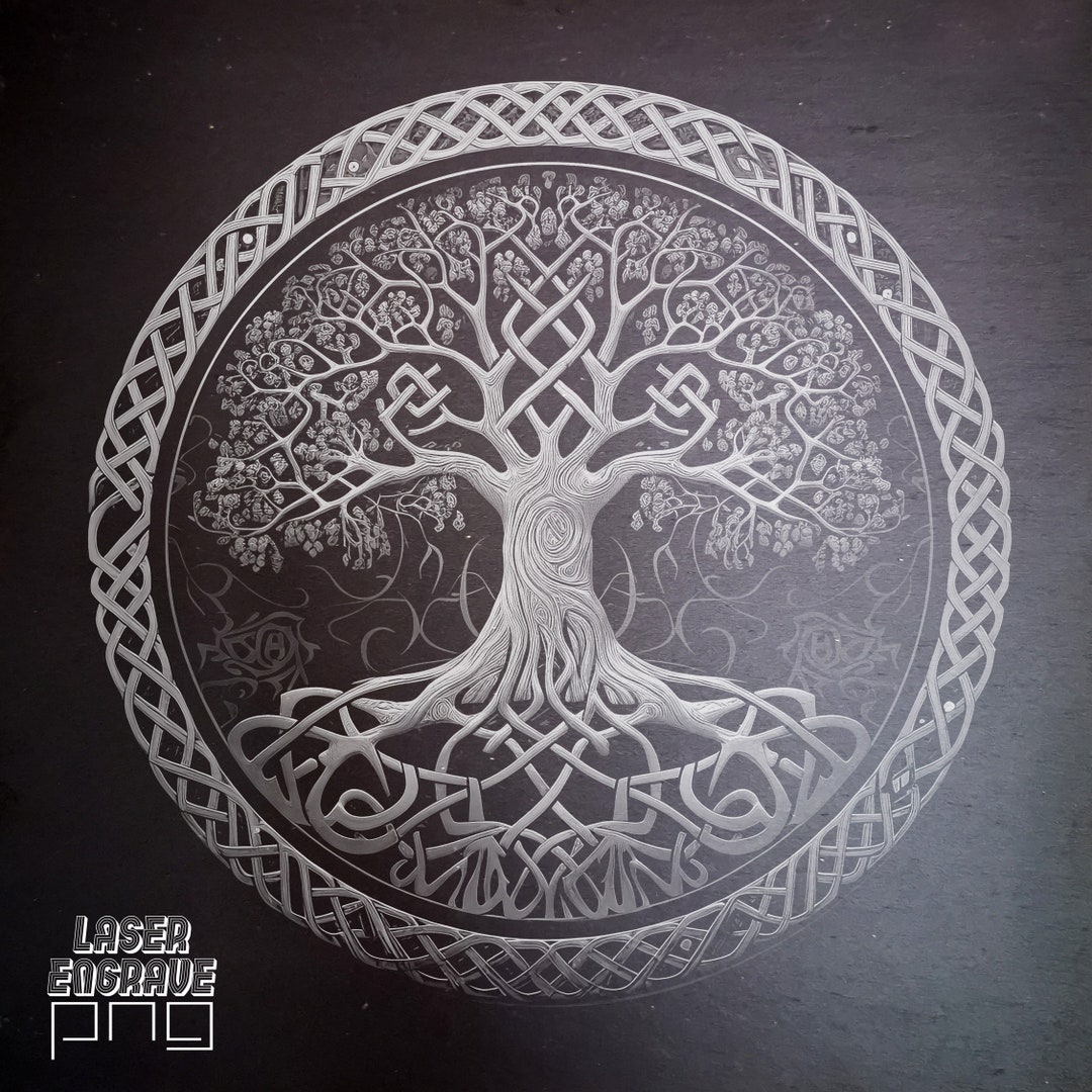 Yggdrasil PNG Laser Engraving File Slate Coaster CNC Etching Viking ...