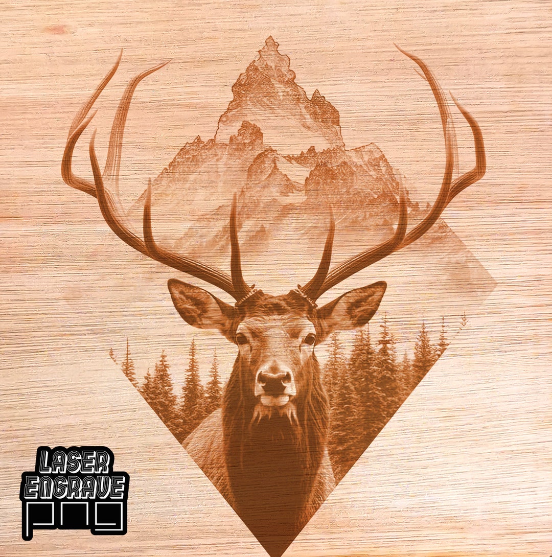 Deer Mountain | Laser Engrave PNG | Lightburn and Glowforge Ready ...