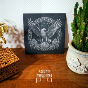 Bald Eagle Laser Engraving File: Slate Coaster CNC Project (PNG) - Etsy