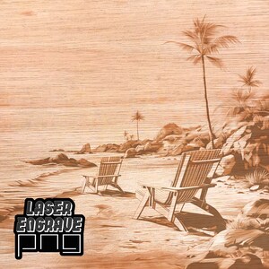 Laser Engrave PNG Lightburn and Glowforge Ready Wood Etching File Beach ...