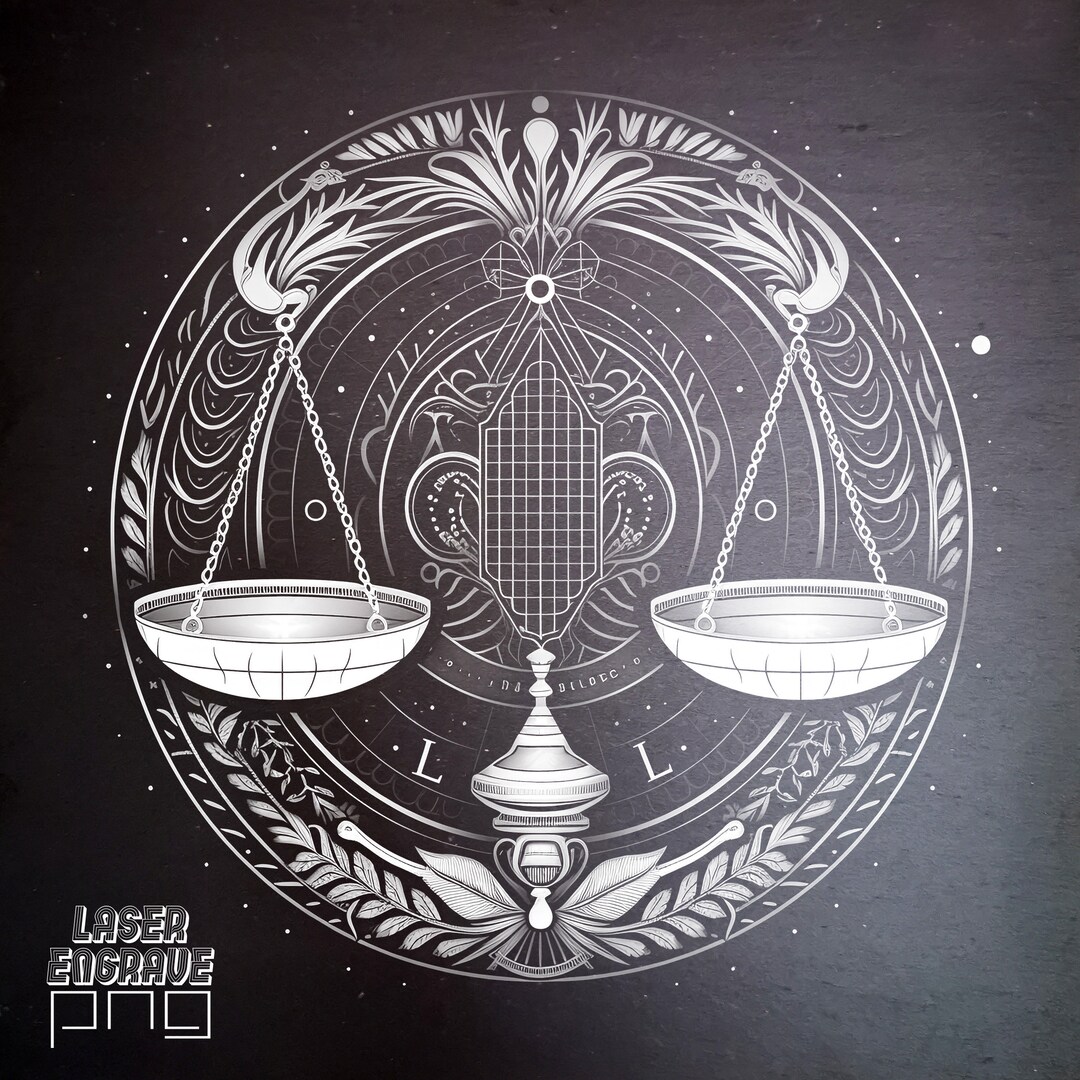 Libra Zodiac Sign Laser Engraving File: Slate Coaster Design (PNG) - Etsy