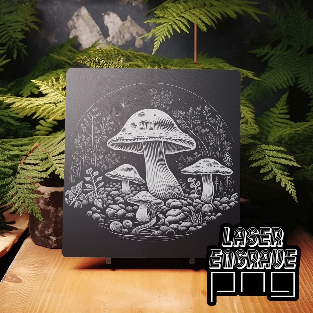 Mushroom PNG Laser Engraving File for Slate CNC Etching Illustration ...
