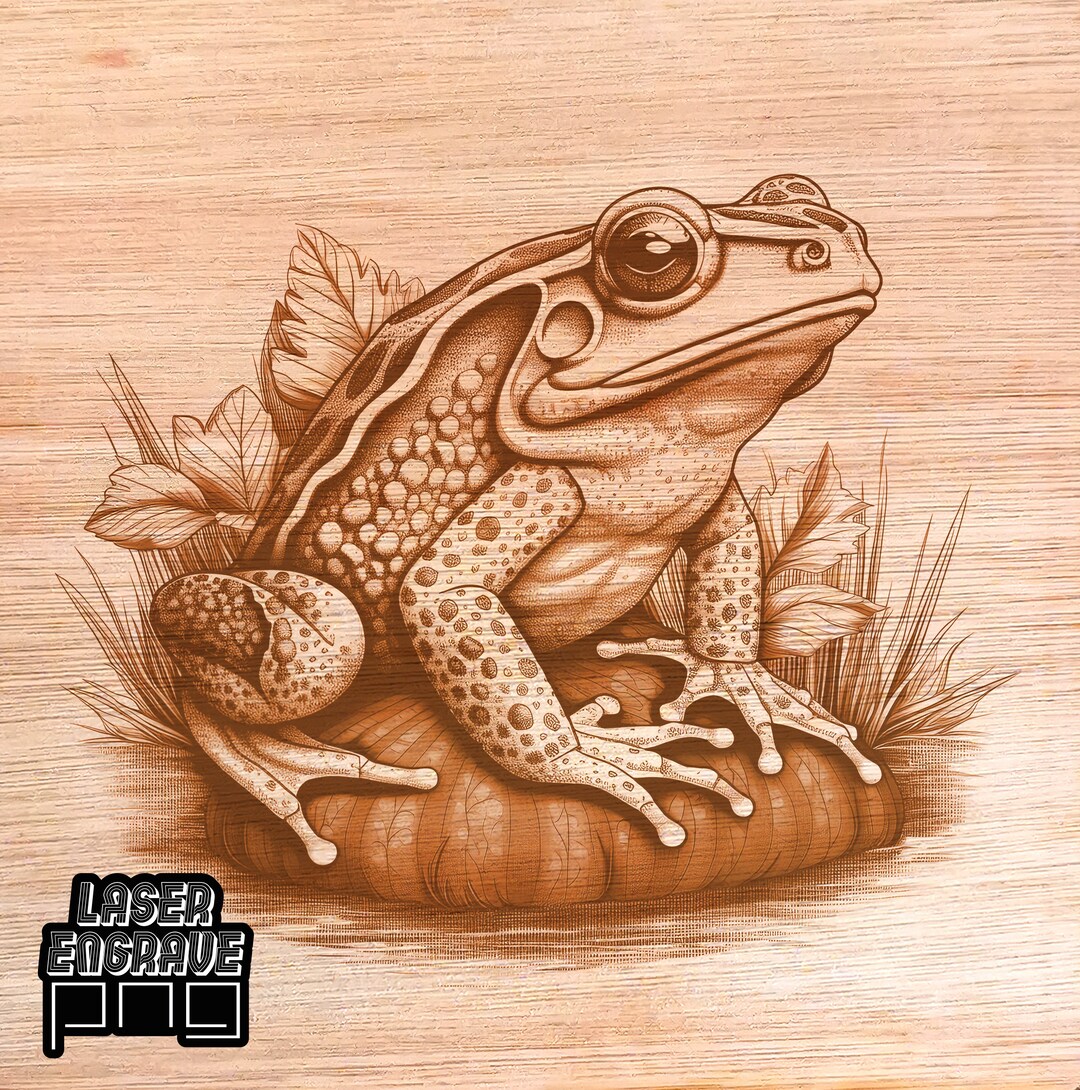 Frog | Laser Engrave PNG | Lightburn and Glowforge Ready | Wood Etching ...