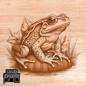 Frog | Laser Engrave PNG | Lightburn and Glowforge Ready | Wood Etching ...