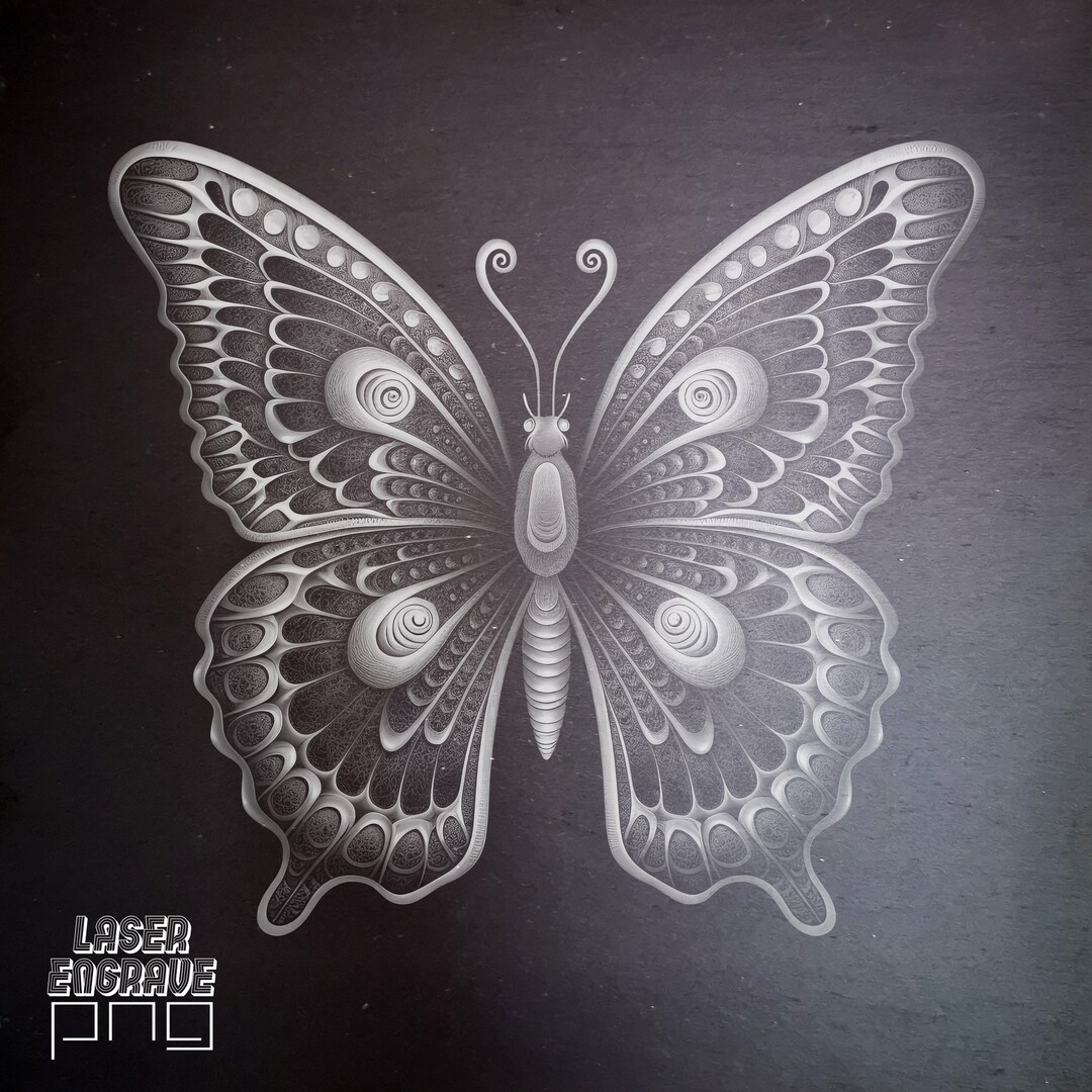 Flying Butterfly PNG Laser Engraving File Glowforge Ready Lightburn ...
