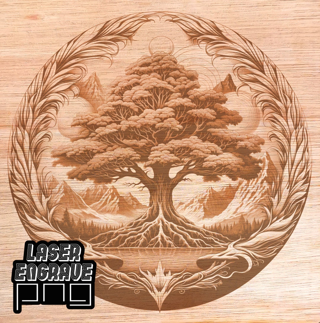 Yggdrasil PNG | Laser Engraving File | Wood Coaster | CNC Etching ...