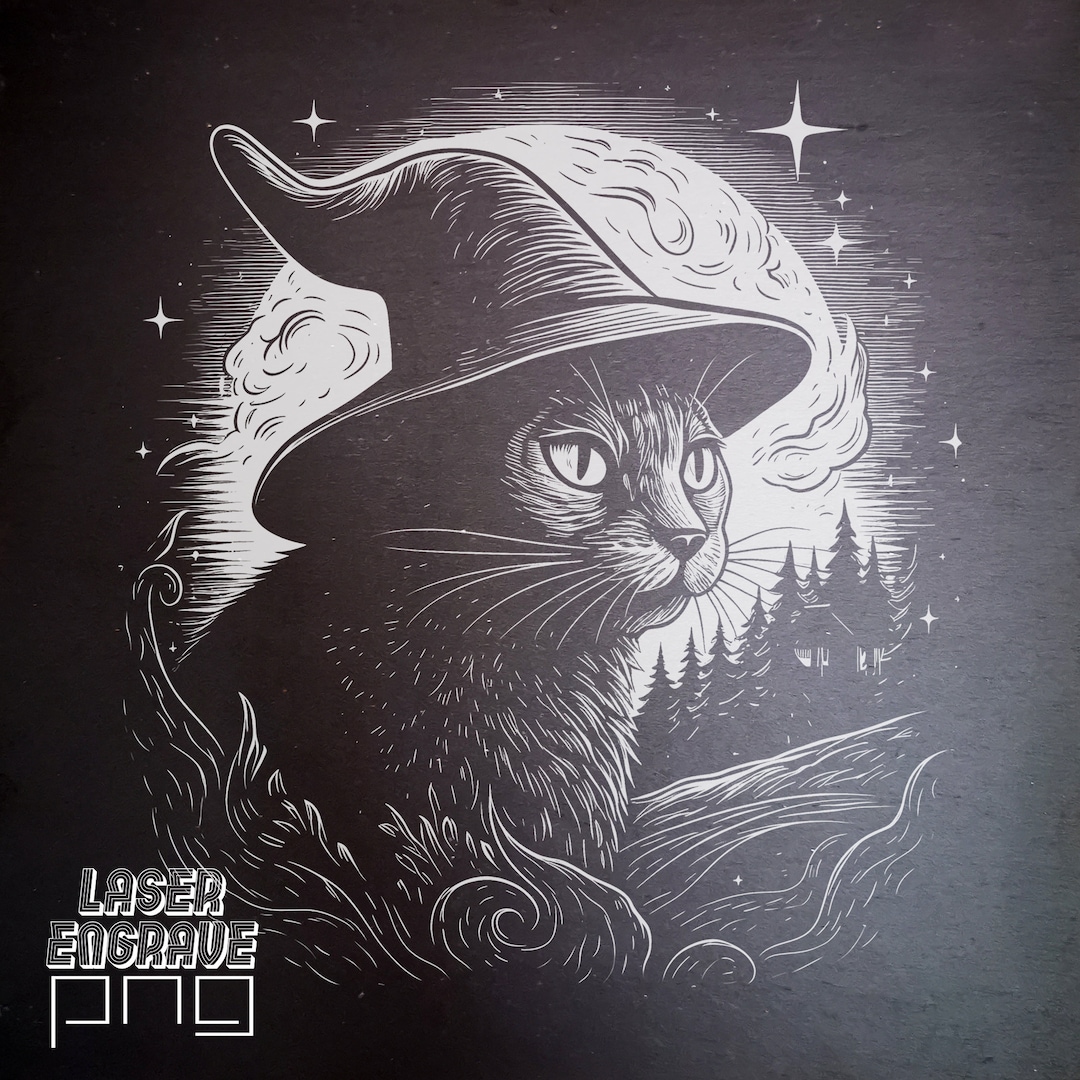 Witchy Cat Laser Engraving File: Halloween PNG (digital Download) - Etsy