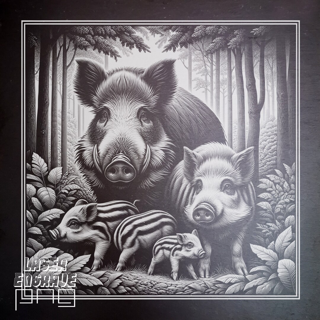 Wild Boar Family PNG | Laser Engraving File | Forest | Slate Coasters ...