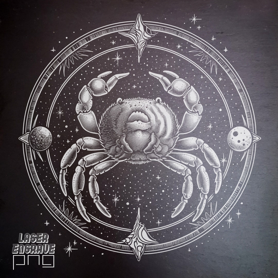 Cancer PNG | Laser Engraving File | Slate Coaster Etching File | Zodiac ...