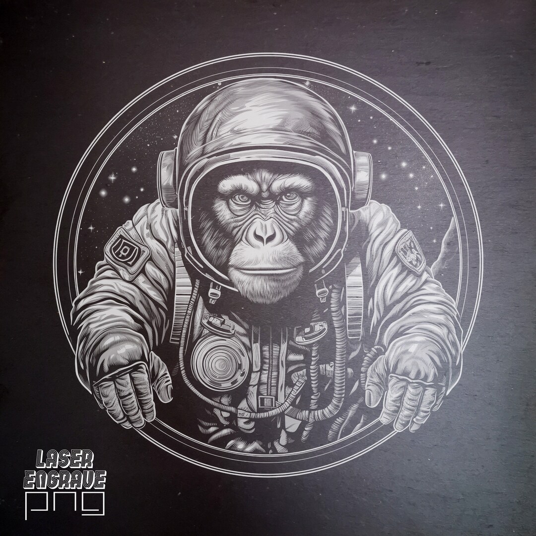 Space Monkey Laser Engraving PNG File: Slate Coaster CNC Art (digital ...
