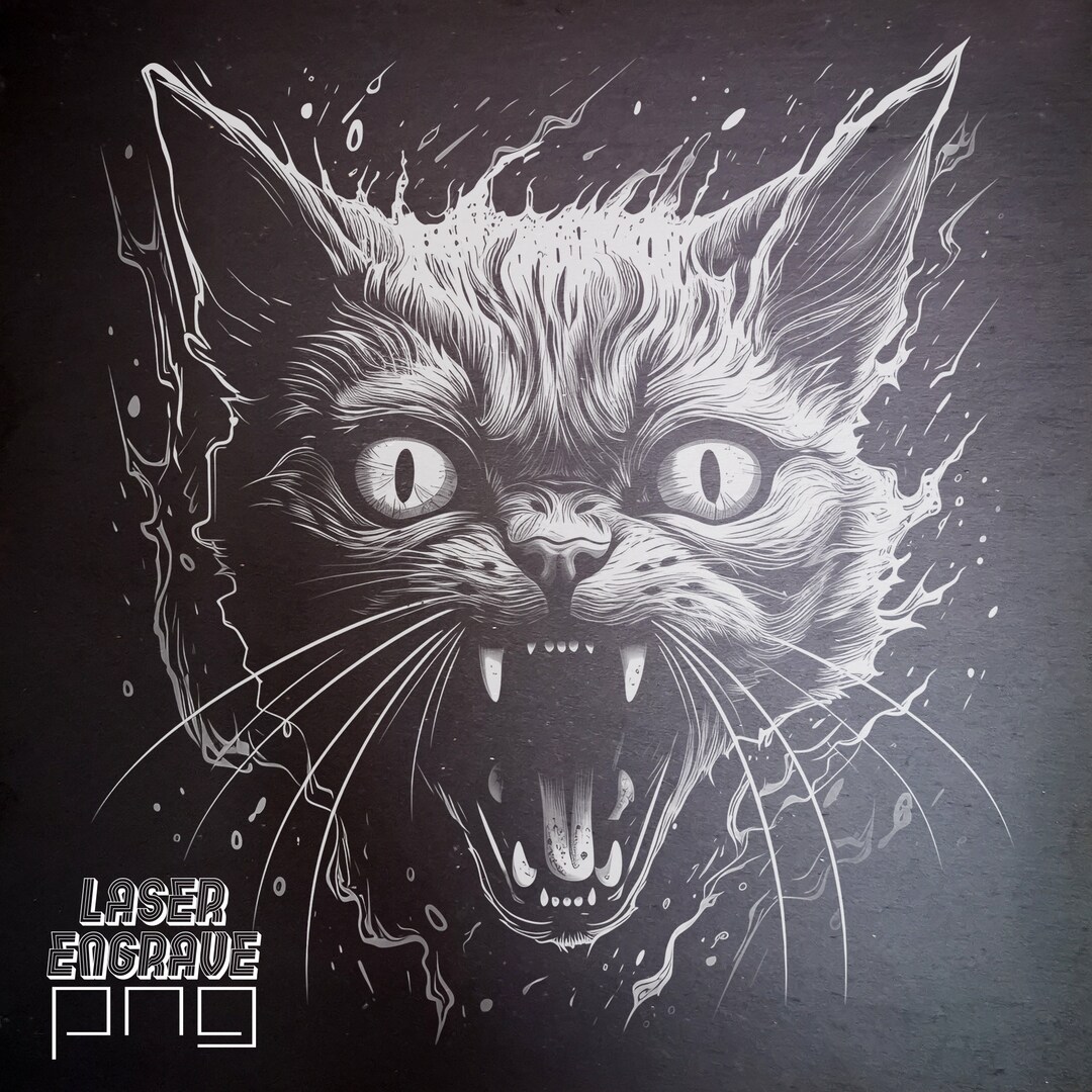 Raging Cat PNG | Laser Engraving File | Slate Coaster | Downloadable - Etsy