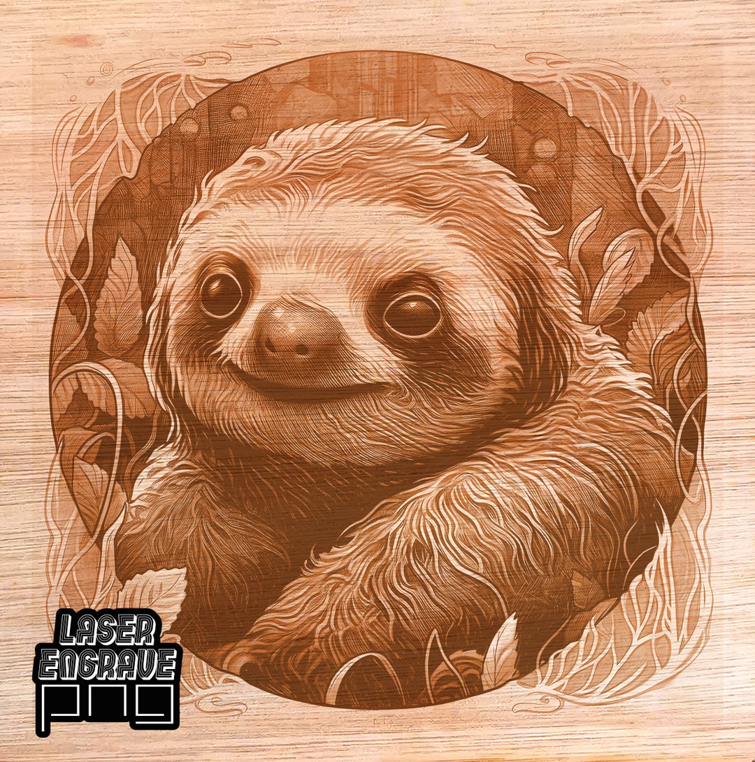 Sloth Gifts | Laser Engrave PNG | Lightburn and Glowforge Ready | Wood ...