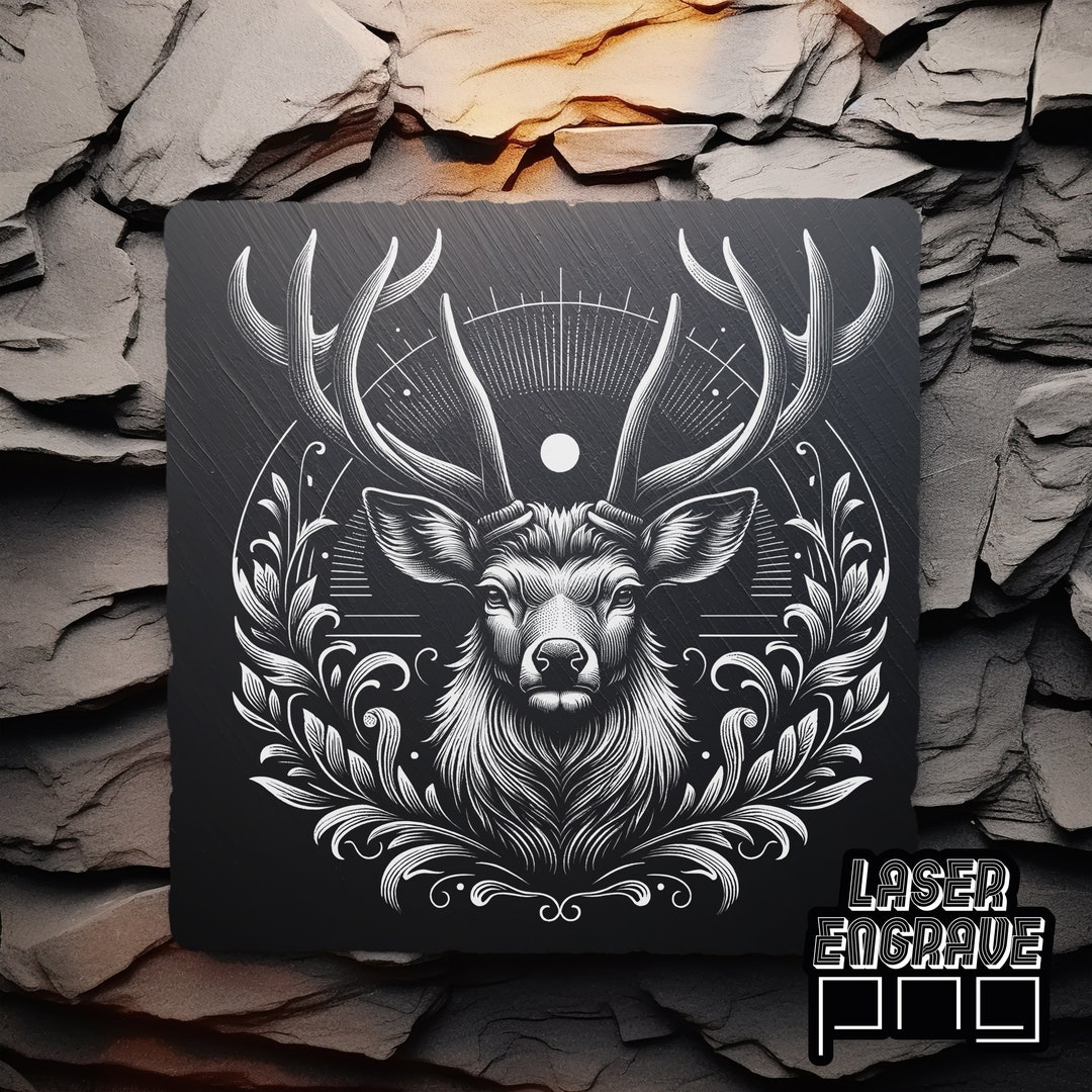 Deer PNG | Stag Artwork | Laser Engraving File | Slate PNG | Slate ...