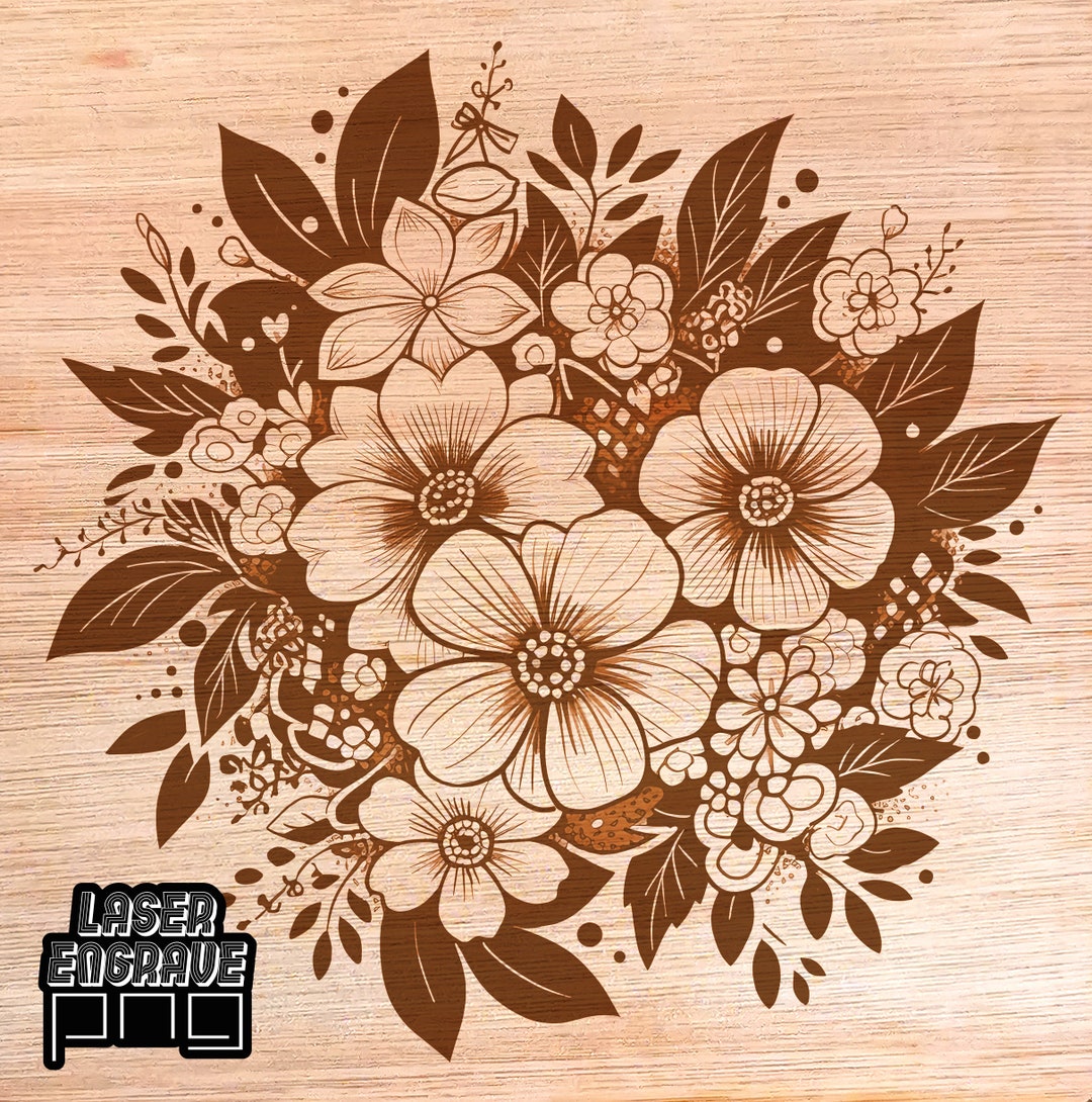 Flowers | Laser Engrave PNG | Lightburn and Glowforge | Wood Etching - Etsy