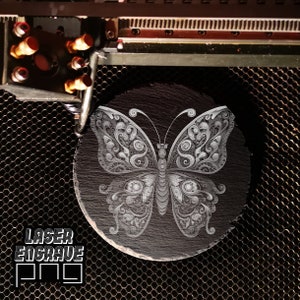 Flying Butterfly PNG | Laser Engraving File | Slate Coasters | CNC ...