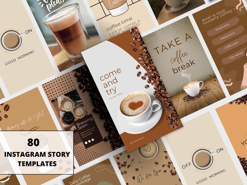 300+ Coffee Shop Canva Templates | Cafe Social Media Kit | Instagram ...