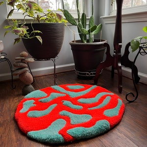 Circular Abstract Ultra Soft Tufted Rug, Customizable Colors - Etsy