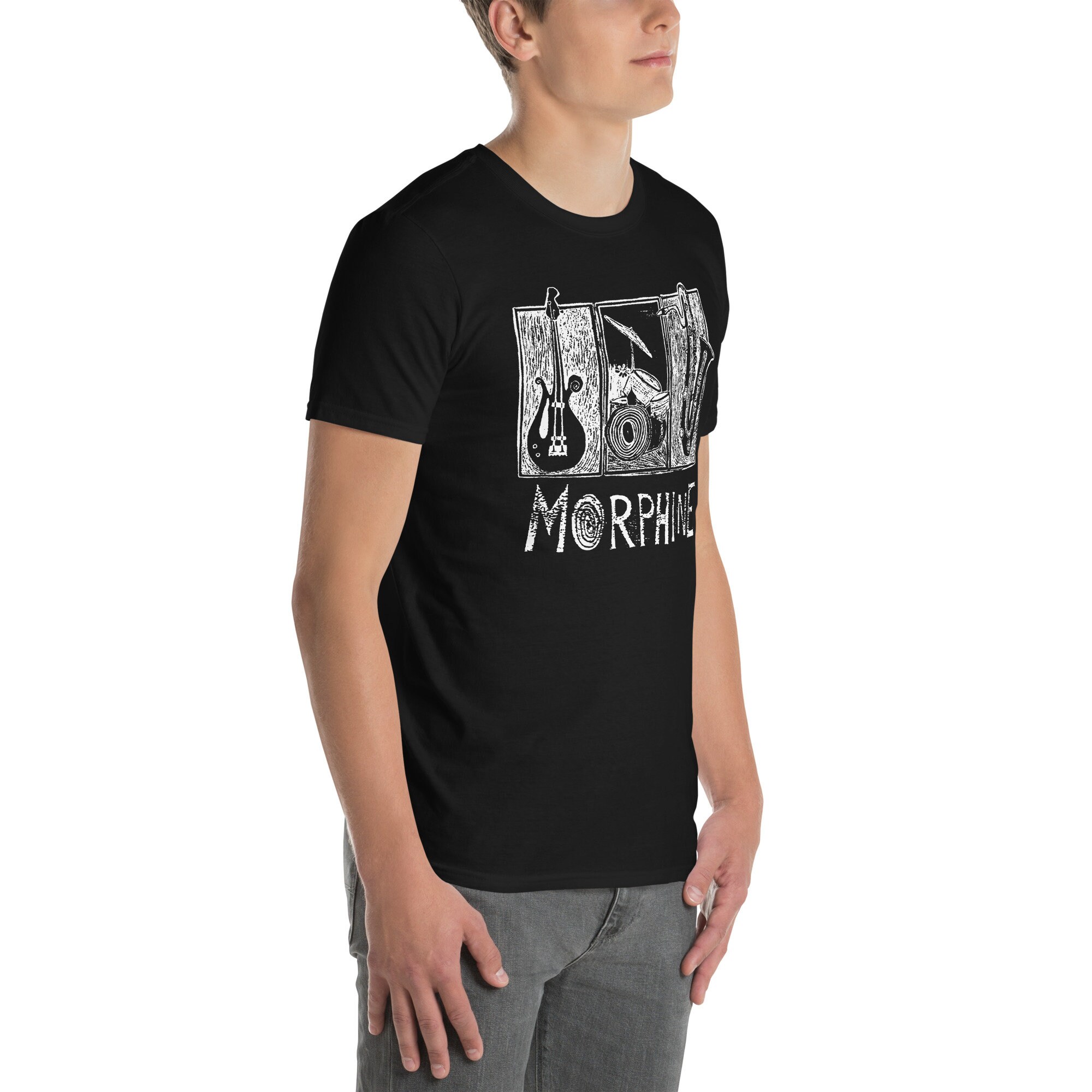Morphine Band T-shirt: Black With White Woodcut Design - Morphine Band ...
