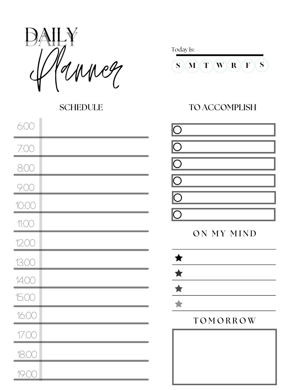 Daily Schedule Planner, Instant Download, Printable Daily Planner, iPad ...
