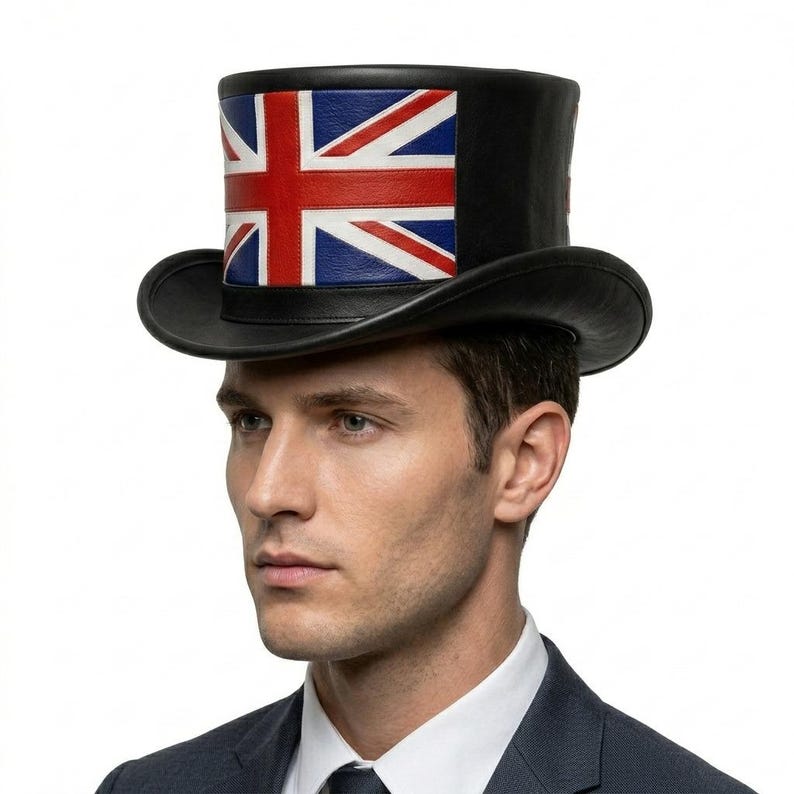 Union Jack Leather Top Hat, British Flag Steampunk Handmade Festival ...