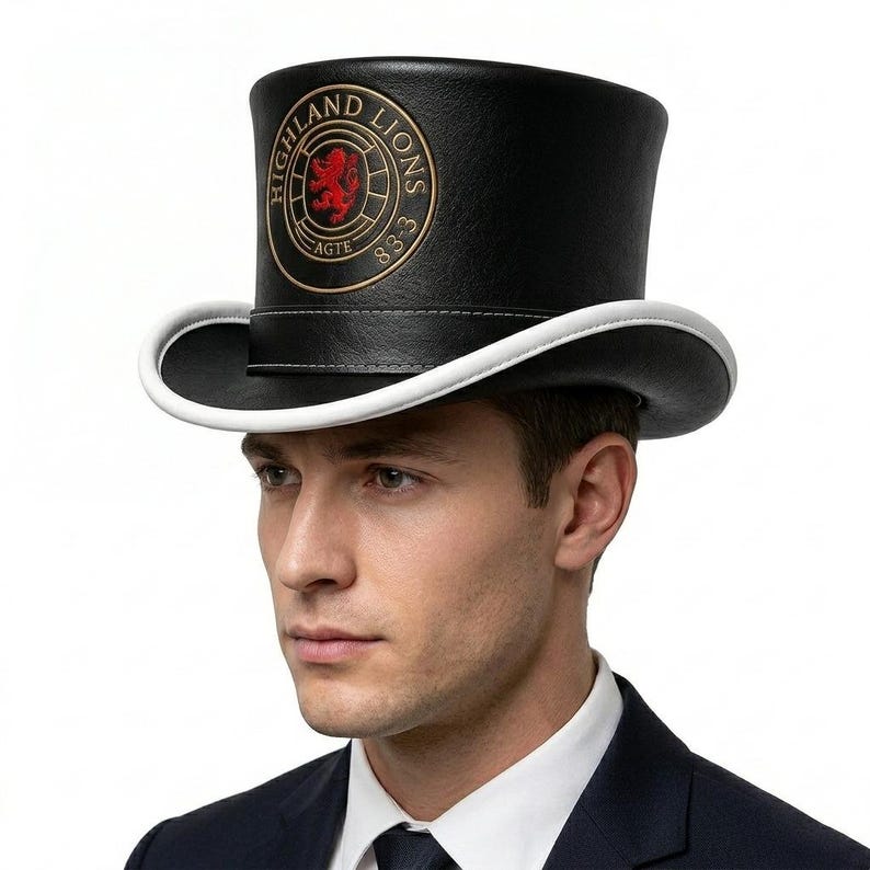 Black Leather Top Hat Victorian Gothic Steampunk Festival Men Handmade ...