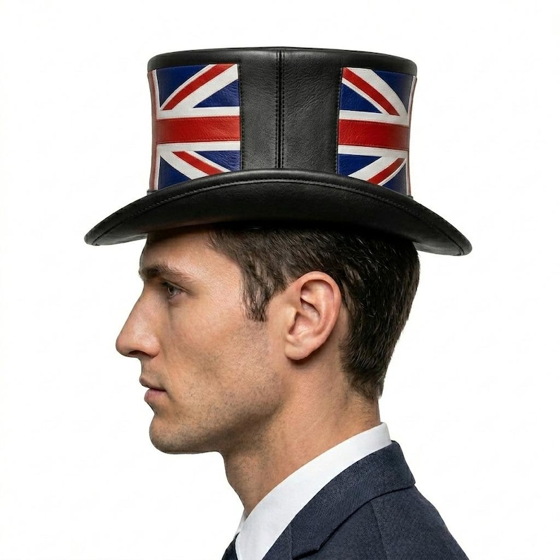 Union Jack Leather Top Hat, British Flag Steampunk Handmade Festival ...