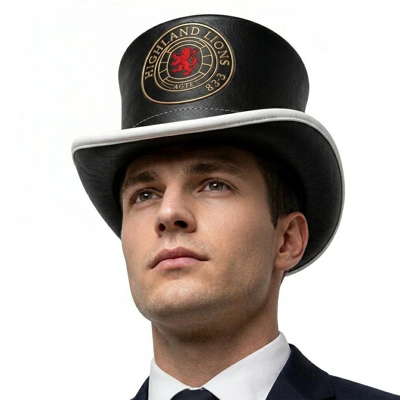 Black Leather Top Hat Victorian Gothic Steampunk Festival Men Handmade ...