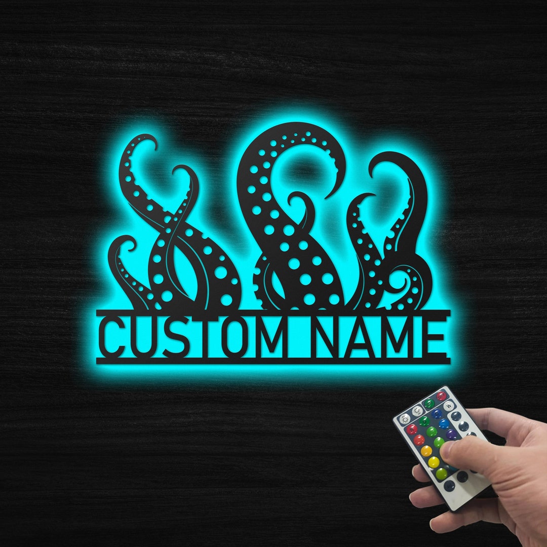 Octopus Led Sign Personalized, Octopus Tentacles Wall Hanging, Octopus ...