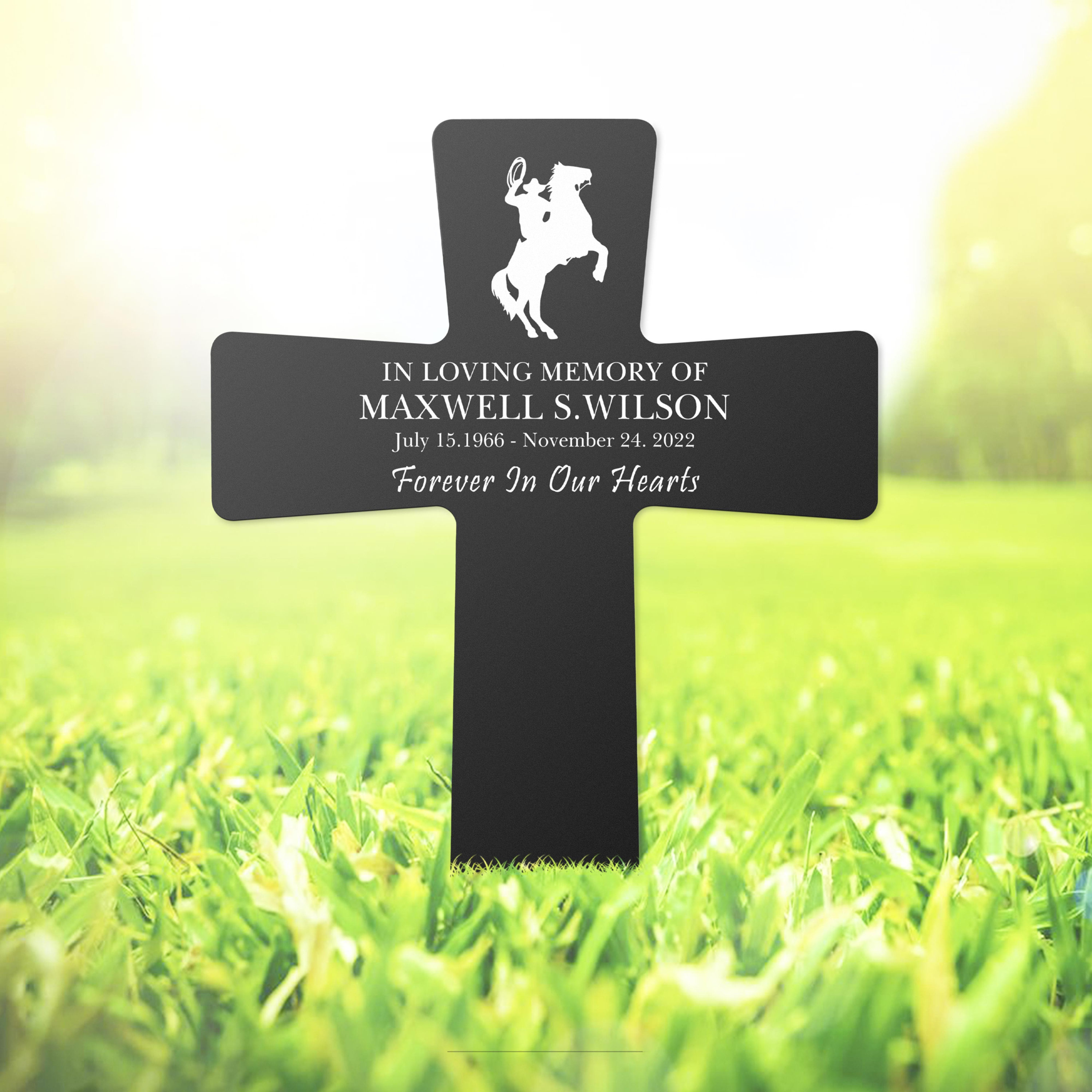 Cowboy Cross Grave Marker Custom, Western Cowboy Memorial Grave Stake ...