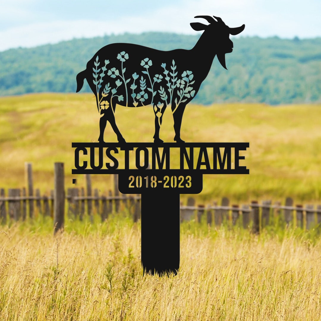 Personalized Goat Memorial Stake, Memorial Metal Stake, Pet Grave ...
