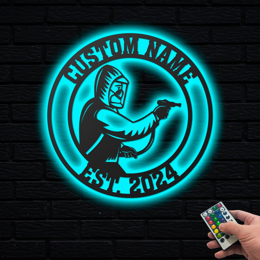 Personalized Exterminator Metal Wall Art With LED Light, Pest Control ...