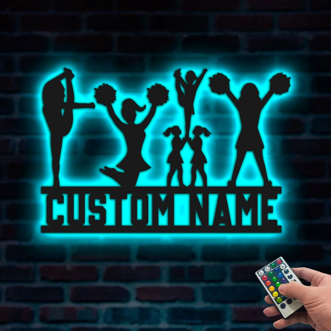 Personalized Cheerleader Metal Wall Art With LED Light, Custom ...