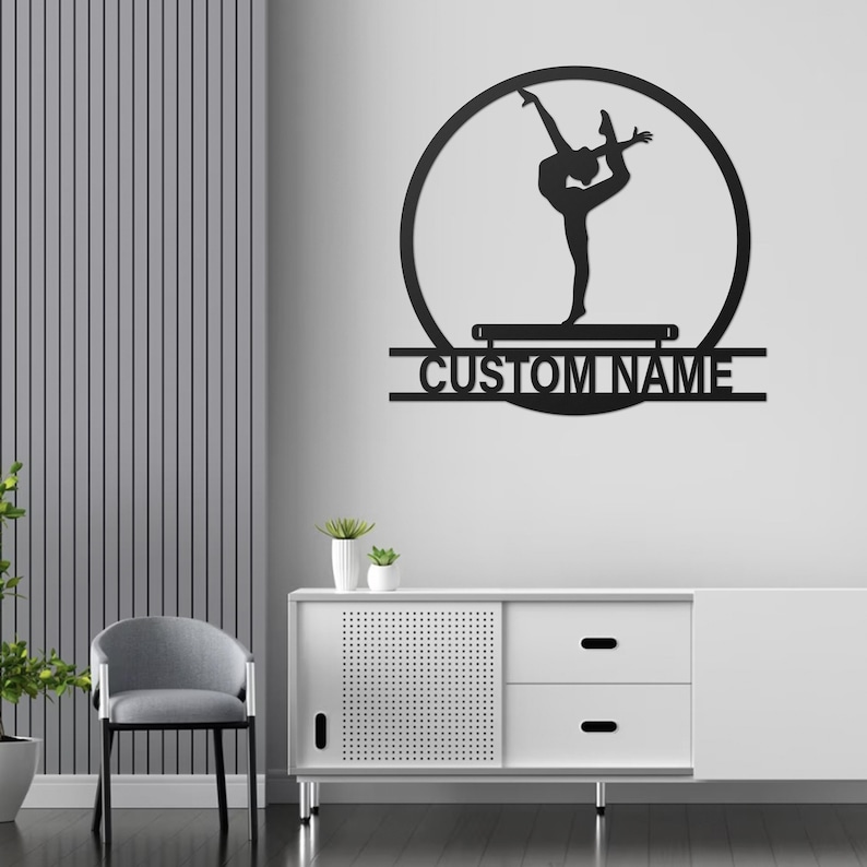 Personalized Girl Gymnastics Metal Wall Art Led Light, Gymnast Name ...